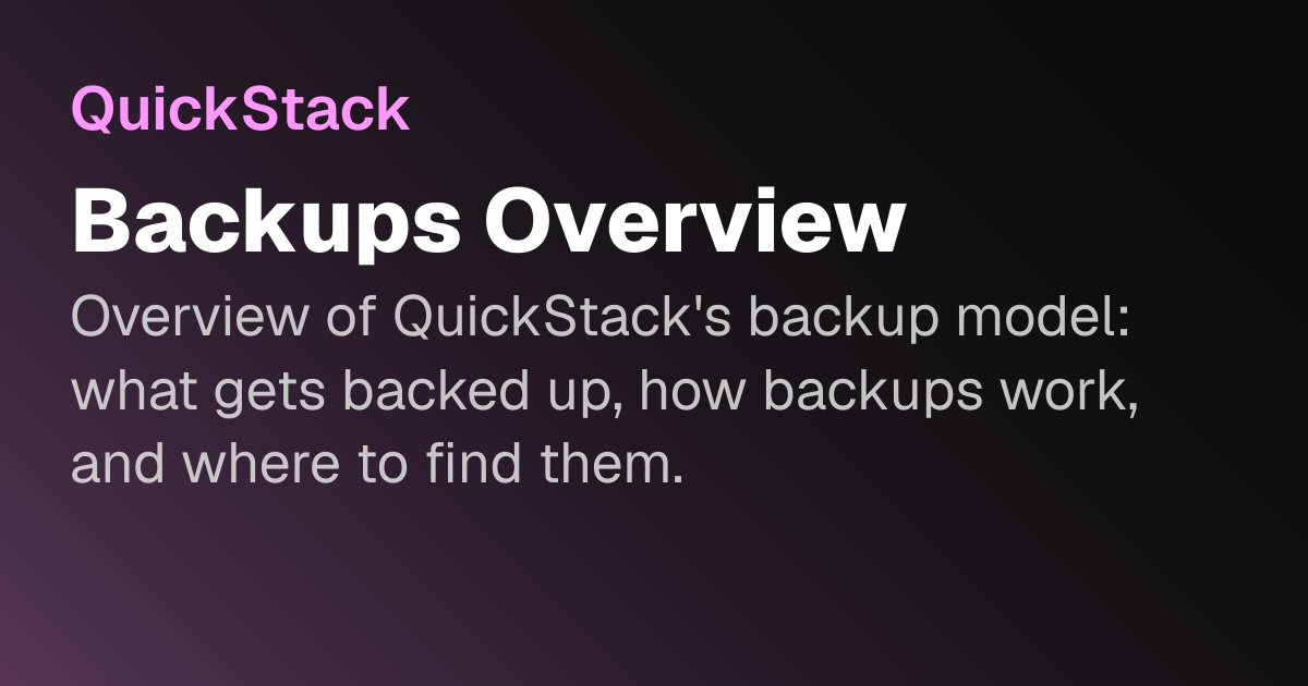 Backups Overview | QuickStack